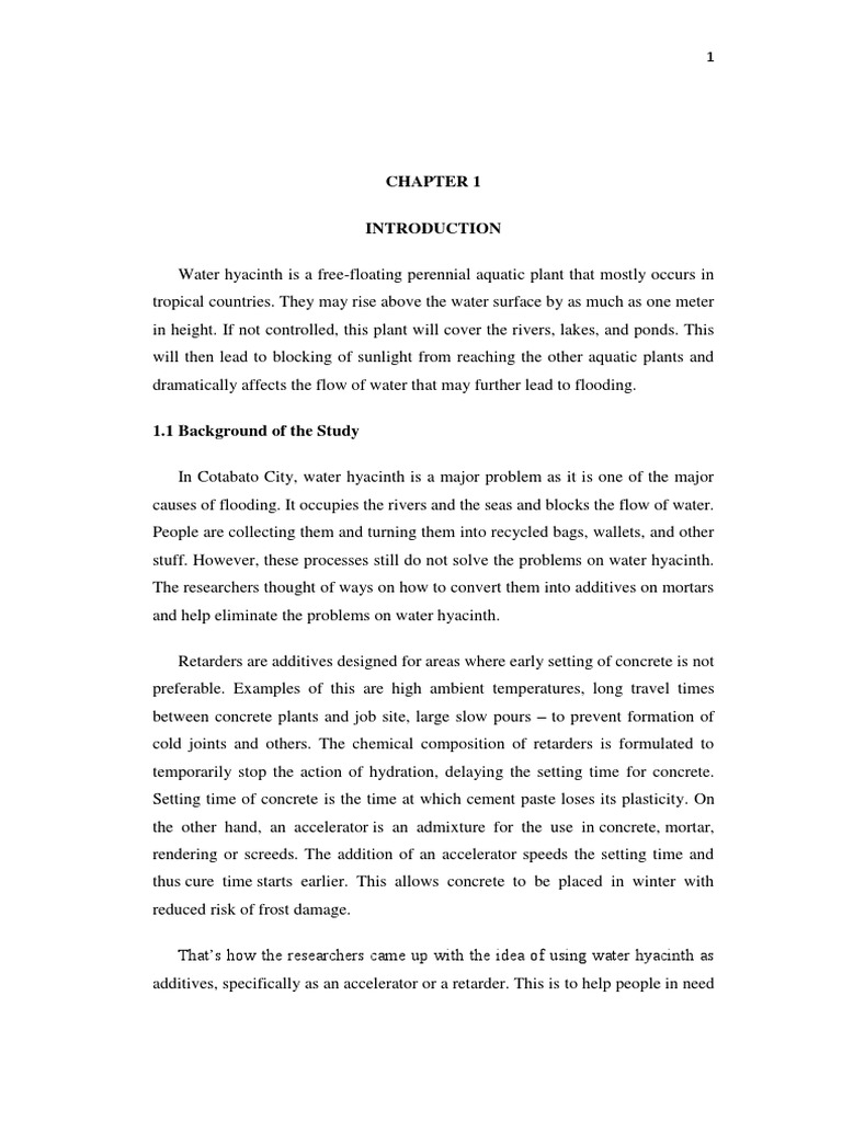 Water Hyacinth Ash As Additive On Cement Mortar (Accelerator or ...