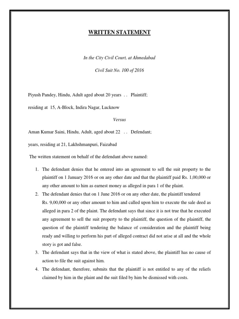 Written Statement | PDF