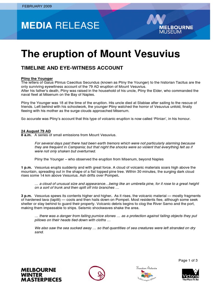 Pliny the Younger's Eyewitness Account of the Eruption of Mount ...