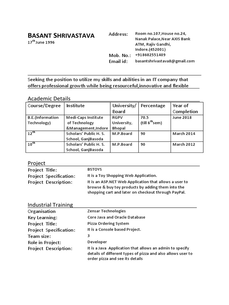 Basant CV | PDF | Information Technology | Web Application
