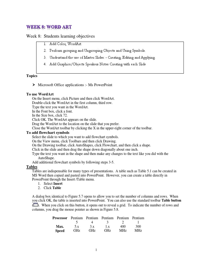 Week 8-Word Art | PDF | Page Layout | Microsoft Power Point
