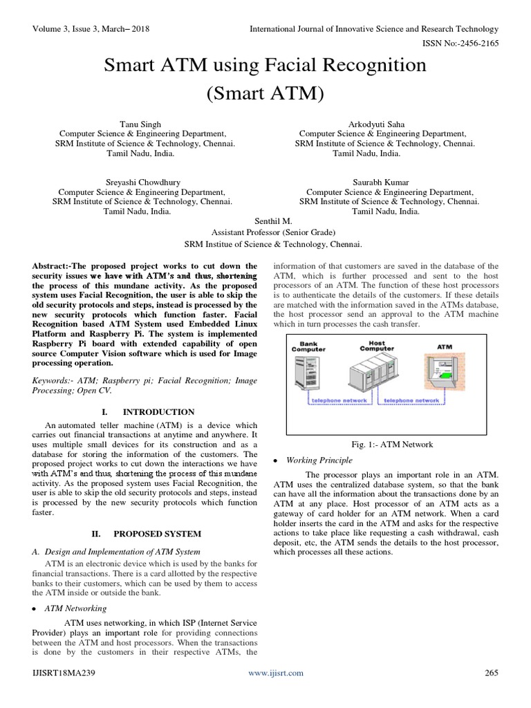 Smart ATM Using Facial Recognition (Smart ATM) | PDF | Automated Teller Machine | Computer Security