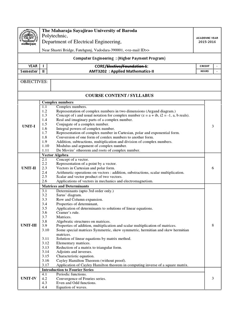 Applied Mathematics II | PDF | Complex Number | Matrix (Mathematics)