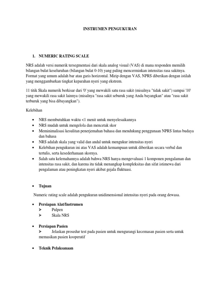 Numeric Rating Scale Print | PDF