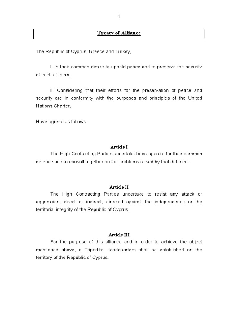 Treaty of Alliance | PDF | Cyprus | Treaty