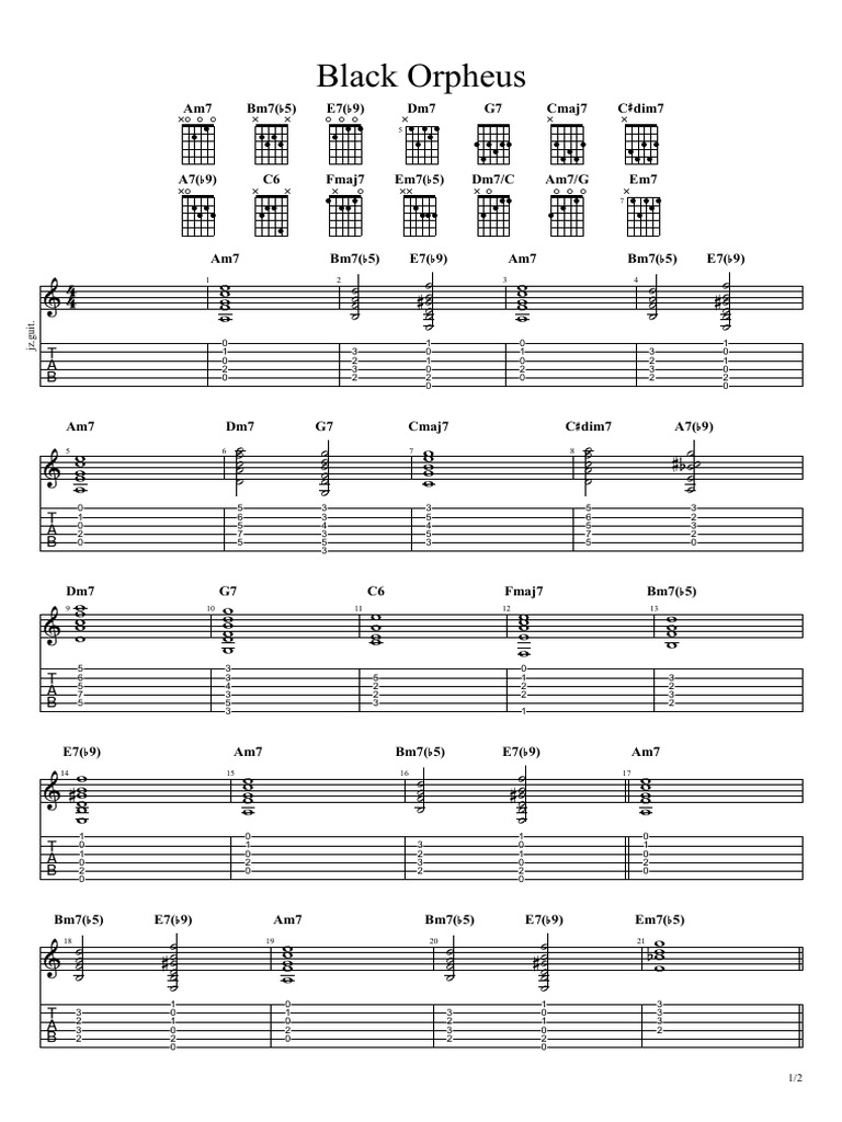 Black Orpheus chords.pdf | Music Theory | Elements Of Music