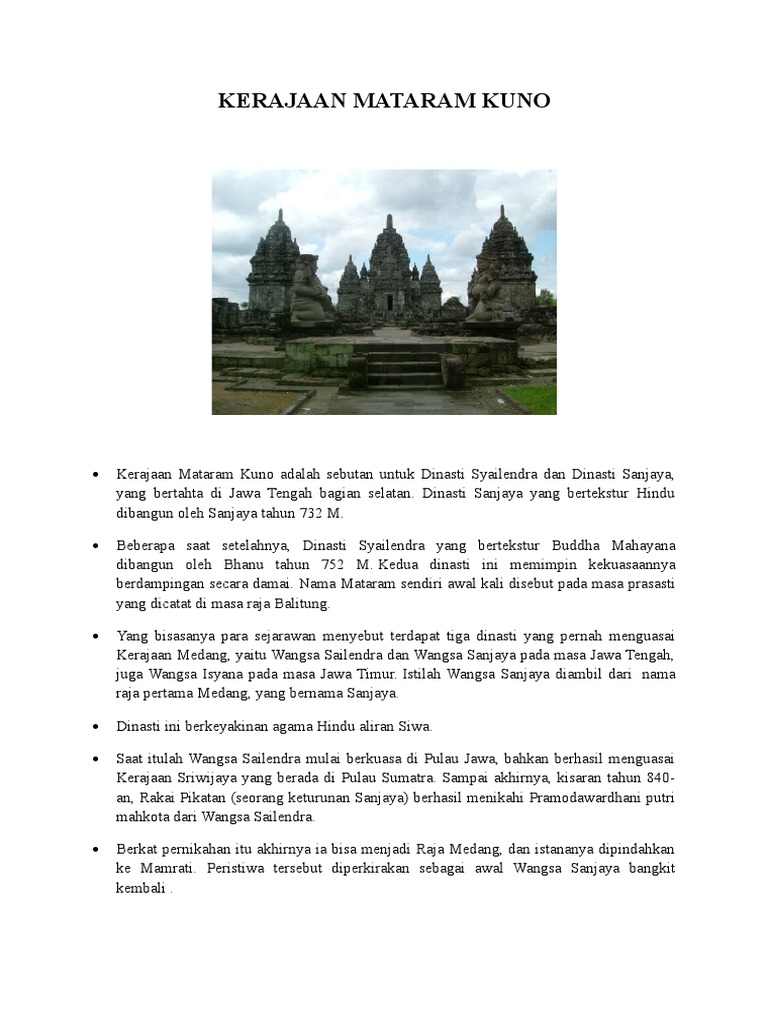 Kerajaan Mataram Kuno | PDF