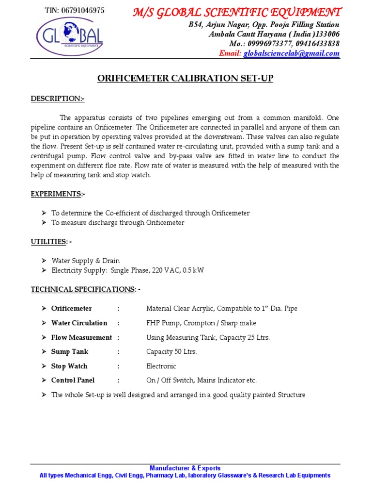Orificemeter Calibration Setup Guide | PDF | Technology & Engineering