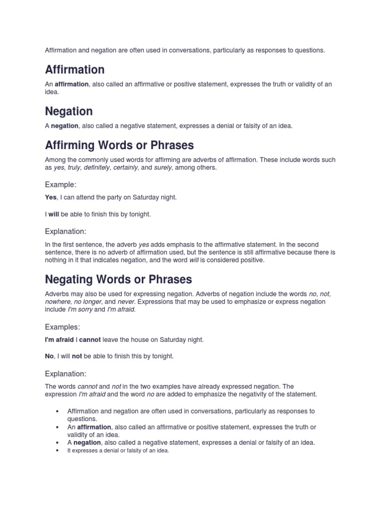 Affirmation & Negation | PDF | Question | Interpretation (Philosophy)