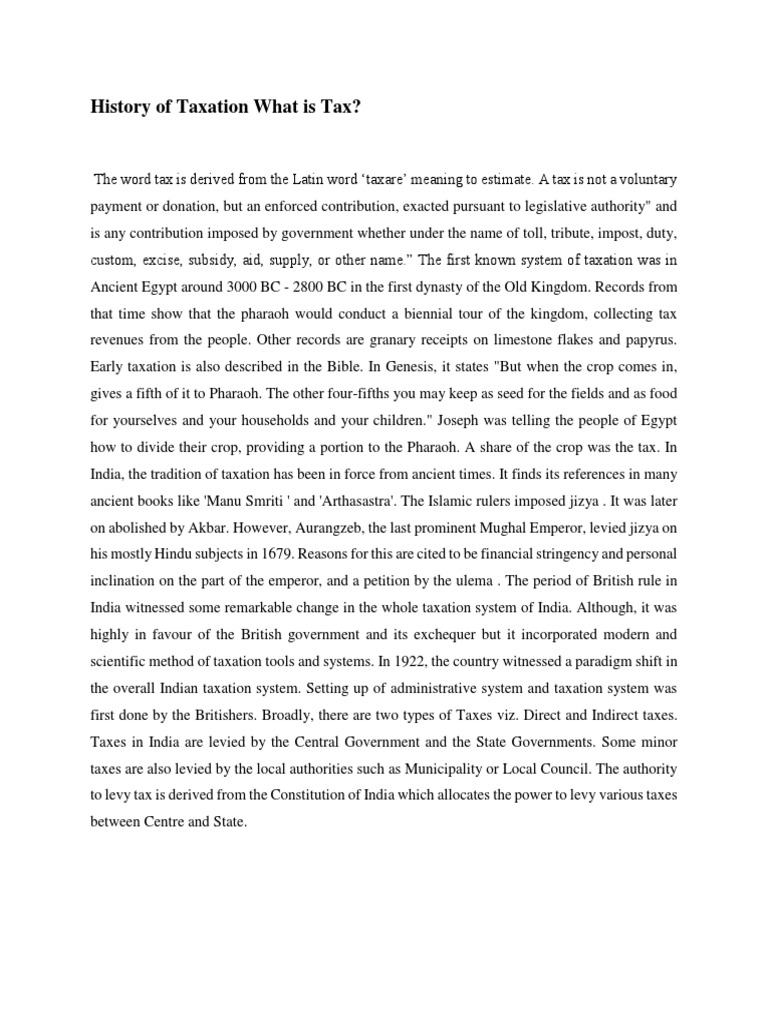 History of Taxation What Is Tax? | PDF | Public Finance | Taxes
