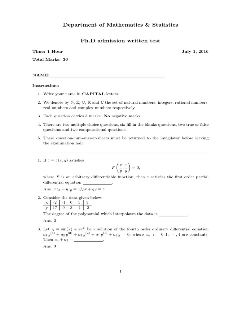 Department of Mathematics & Statistics | PDF | Integer | Topology