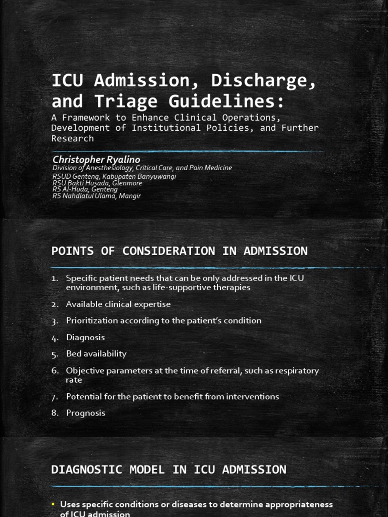 ICU Admission, Discharge, and Triage Guidelines | PDF | Intensive Care ...