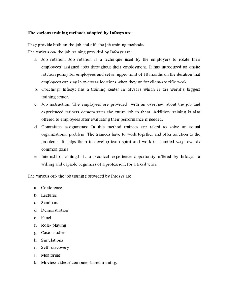 Infosys Training Methods Overview | PDF