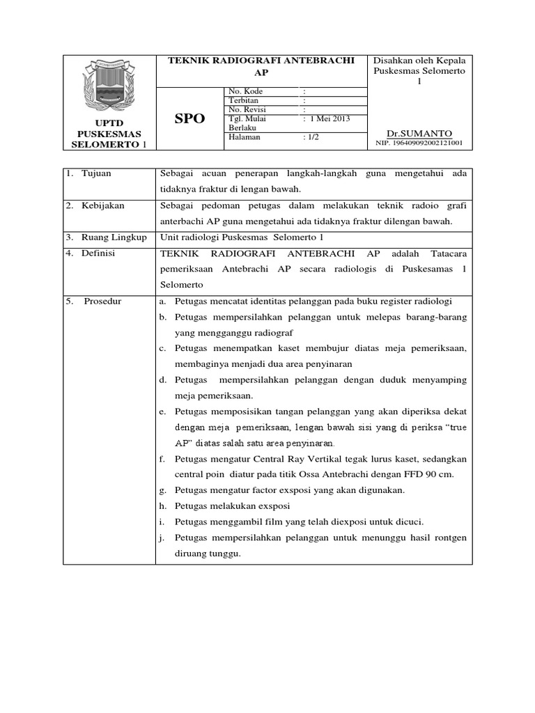 Teknik Radiografi Antebrachi AP | PDF