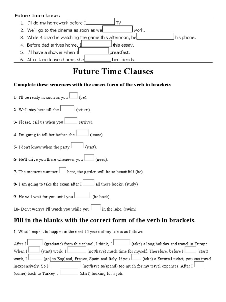 Future Time Clauses | PDF
