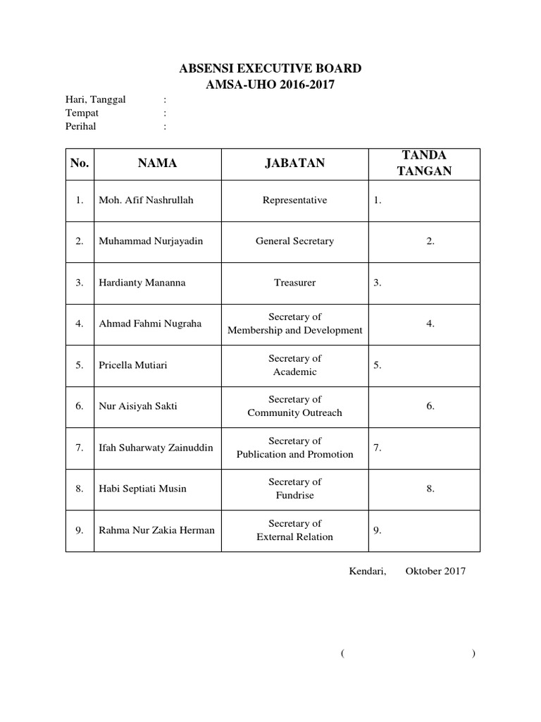 Format Absensi Eb | PDF