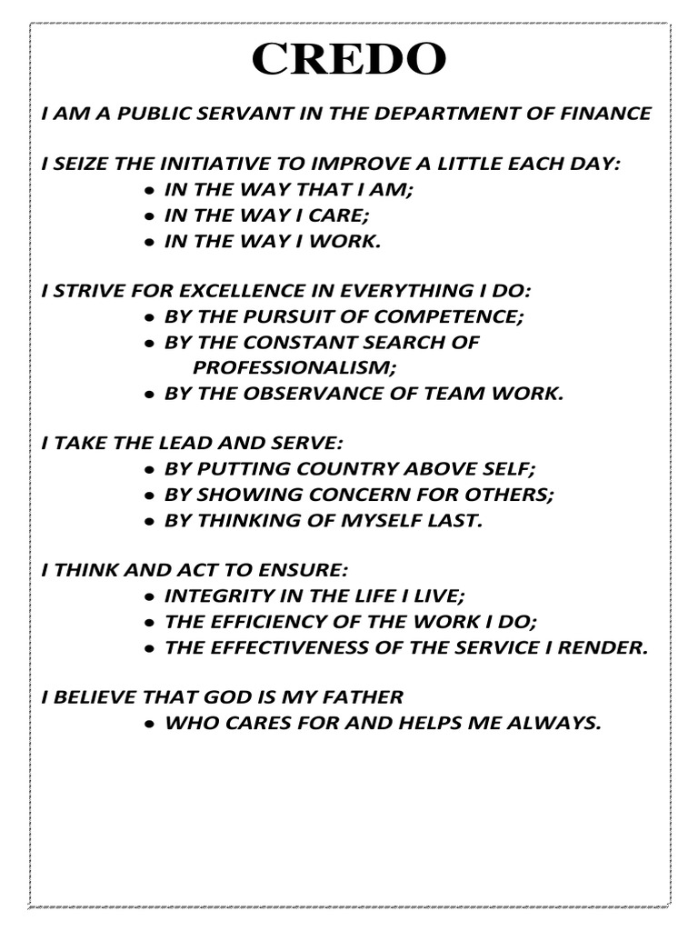 Public servant's credo for excellence and service | PDF