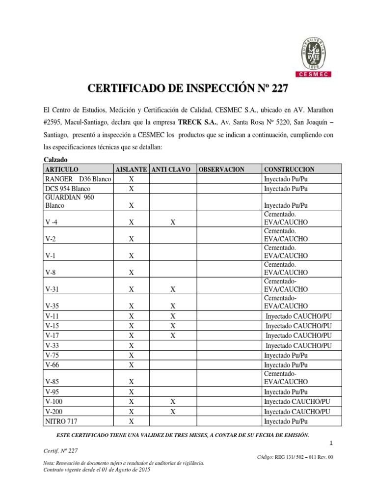 Certificacion Cesmec 2017 | PDF | Polímeros orgánicos | Materiales de ...