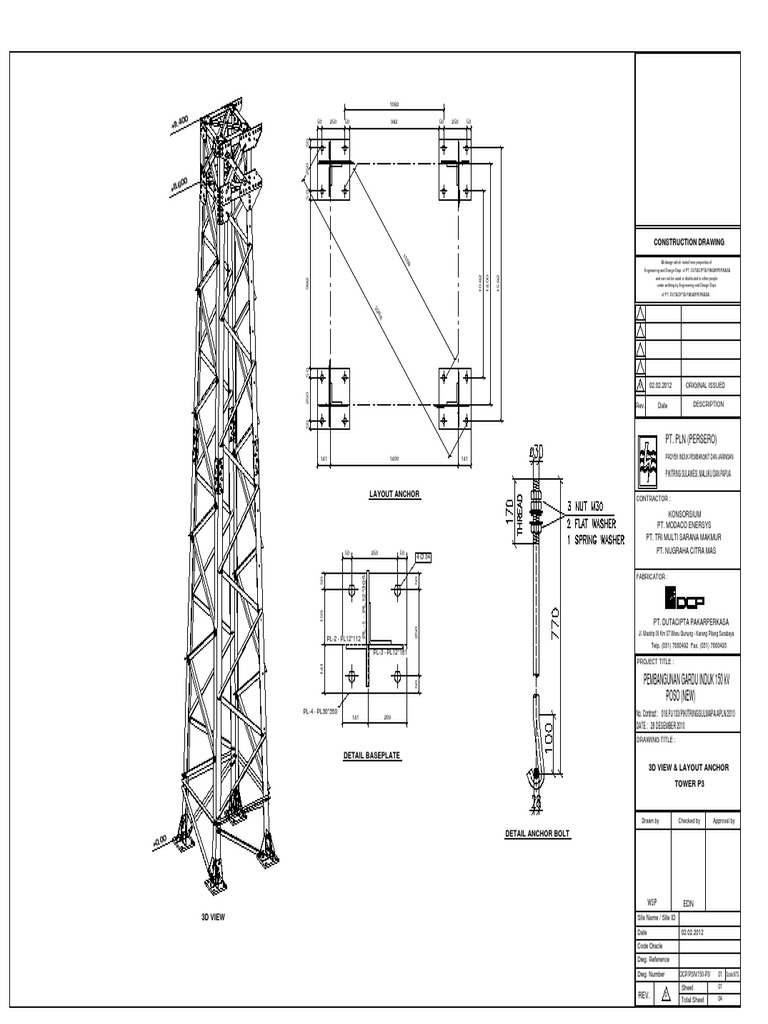 Tower P3 Anchor Bolt Details | PDF