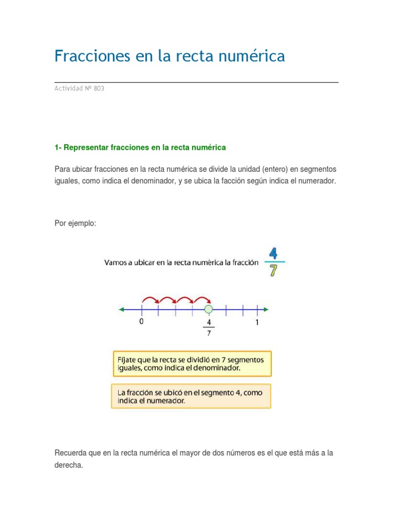 Fracciones en La Recta Numérica | PDF | Fracción (Matemáticas ...
