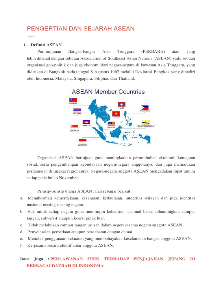 Pengertian Dan Sejarah Asean | PDF