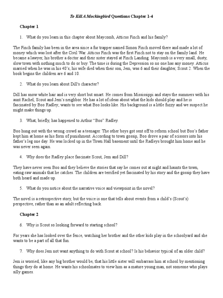 To Kill a Mockingbird Study Guide | PDF | To Kill A Mockingbird