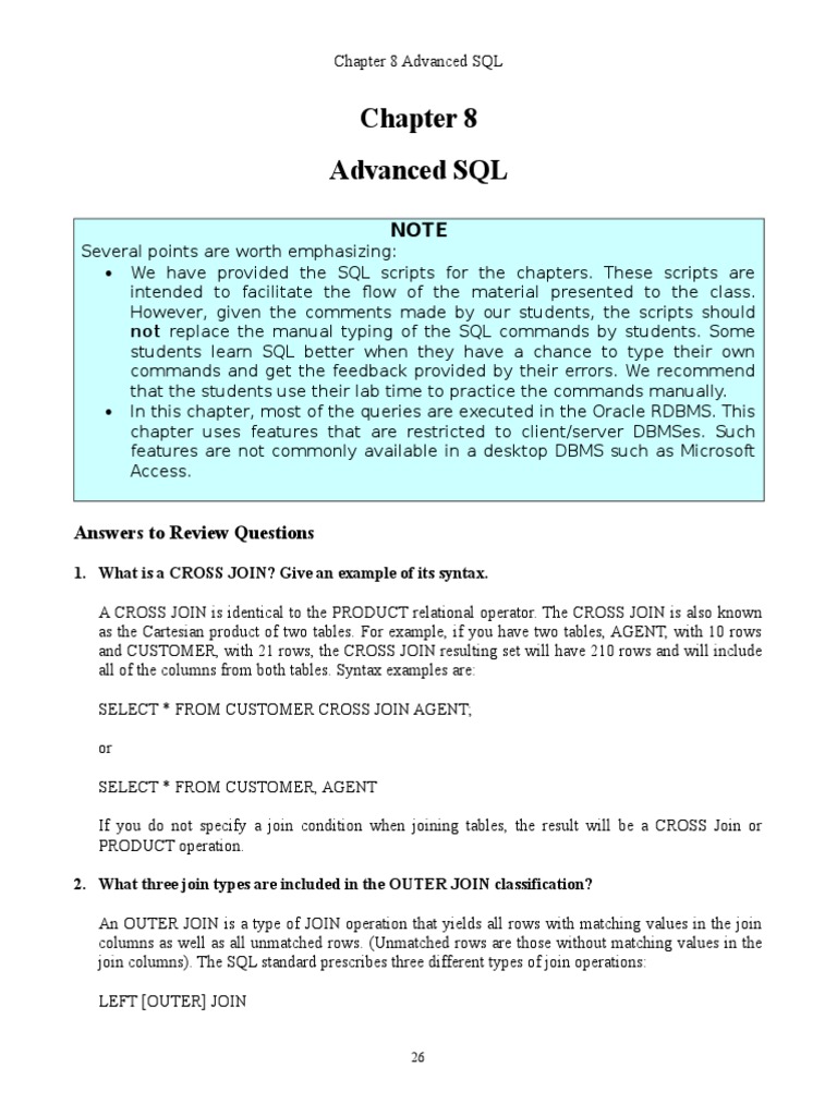 IM Ch08 Advanced SQL Ed10 | PDF | Microsoft Access | Sql