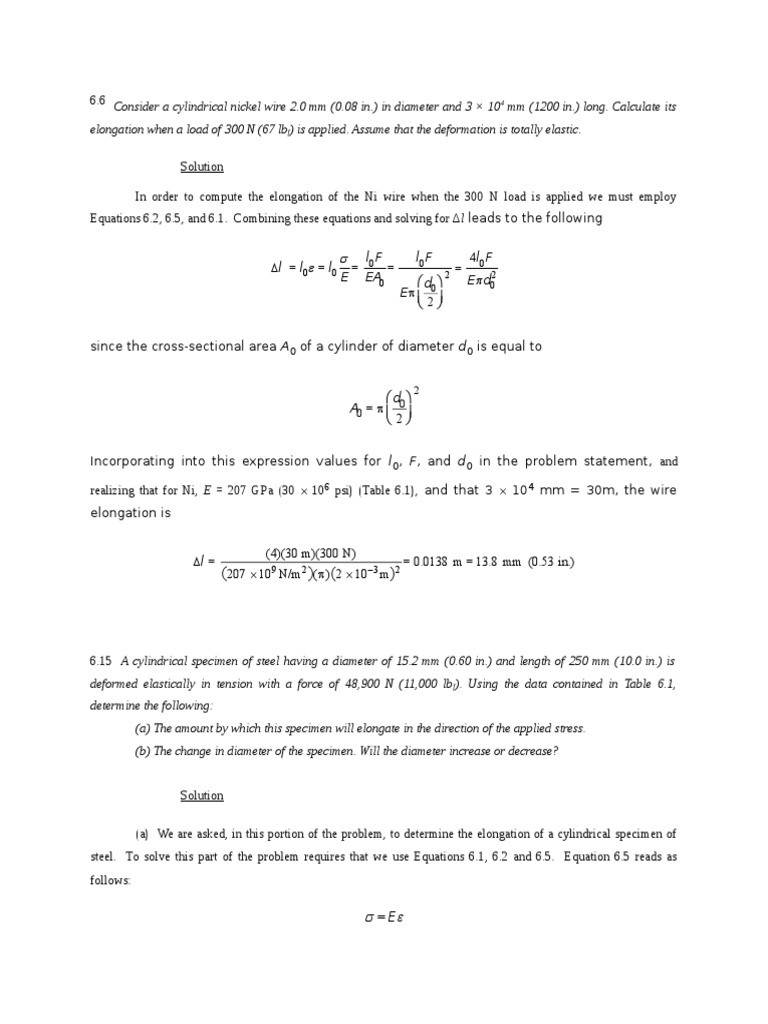 Chap 6 Solutions | PDF | Deformation (Engineering) | Deformation (Mechanics)