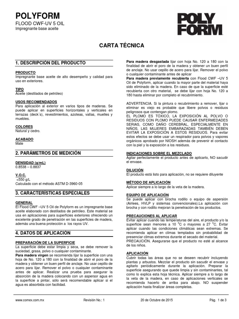 Polyform Flood CWF Uv 5 Oil | PDF | Residuos | Madera