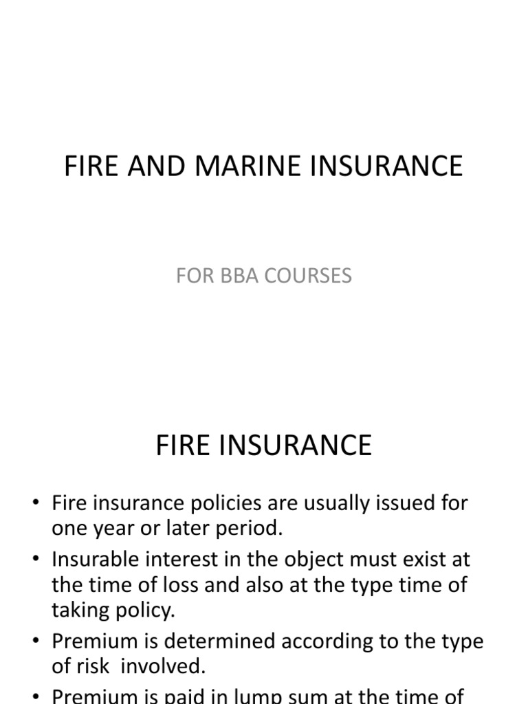 Fire and Marine Insurance | PDF | Property Insurance | Insurance