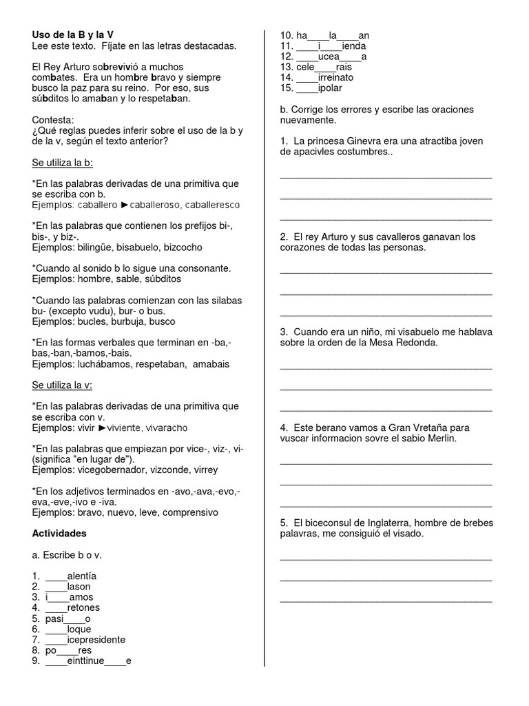 Reglas de Uso de B y V | PDF | Idiomas