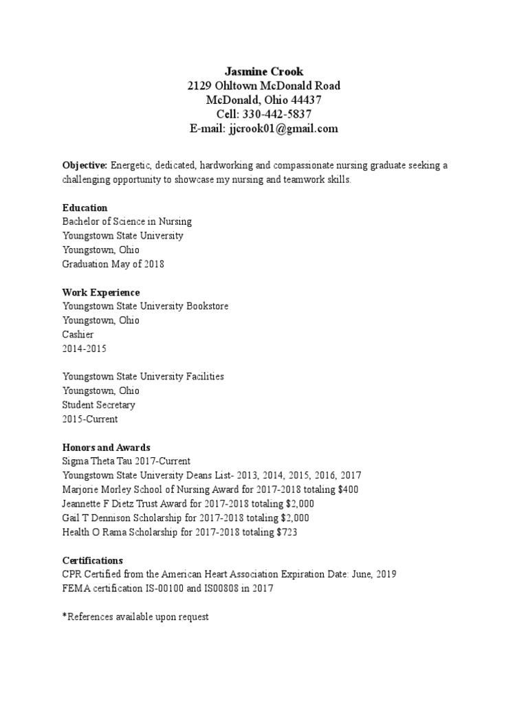 Jasmine Work Resume 2018 | PDF