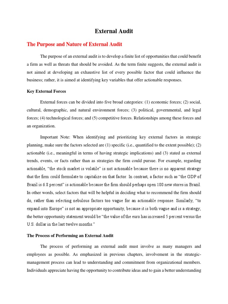 The Purpose and Nature of External Audit | PDF | Competition ...