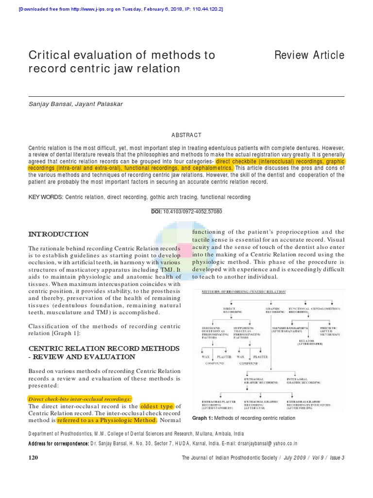 Centric Jaw Relation Recording Methods | PDF | Dentures | Dentistry
