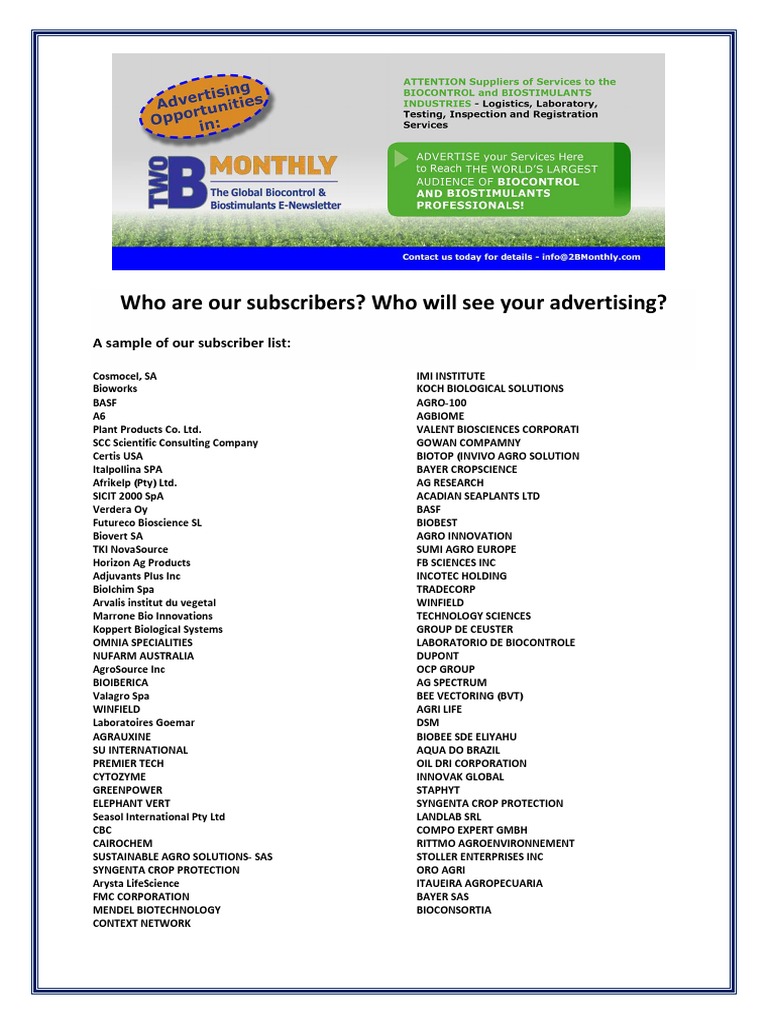 Subscriber List for Advertising Reach | PDF | Wellness | Technology ...