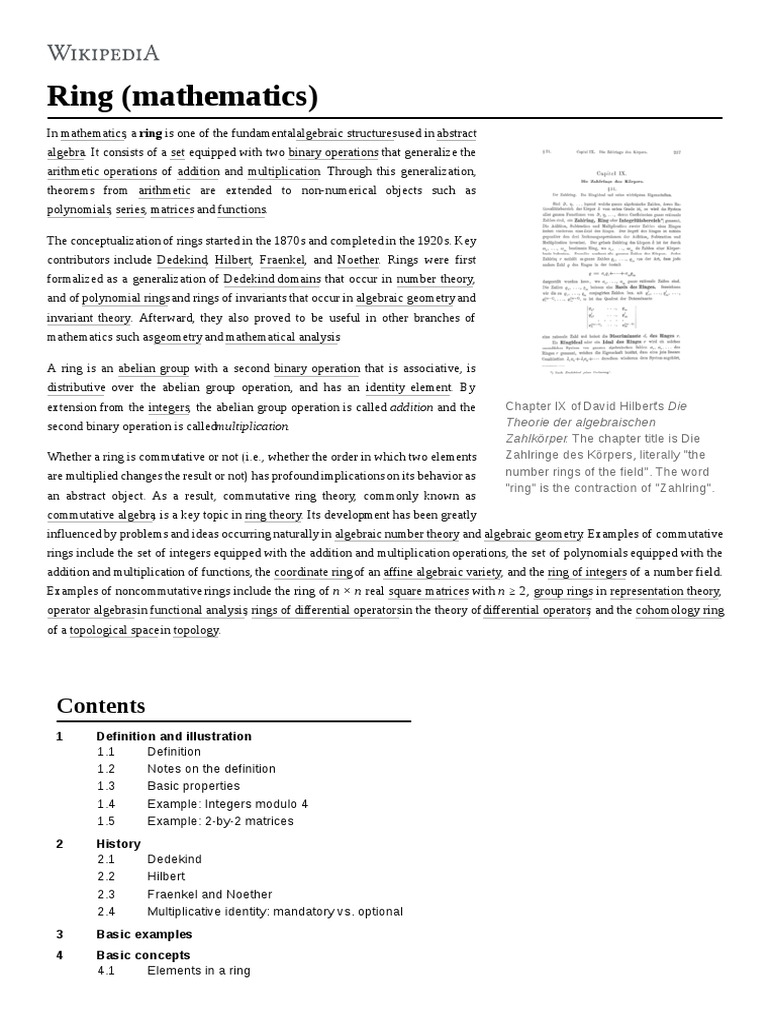 Ring (Mathematics) PDF | PDF | Ring (Mathematics) | Module (Mathematics)