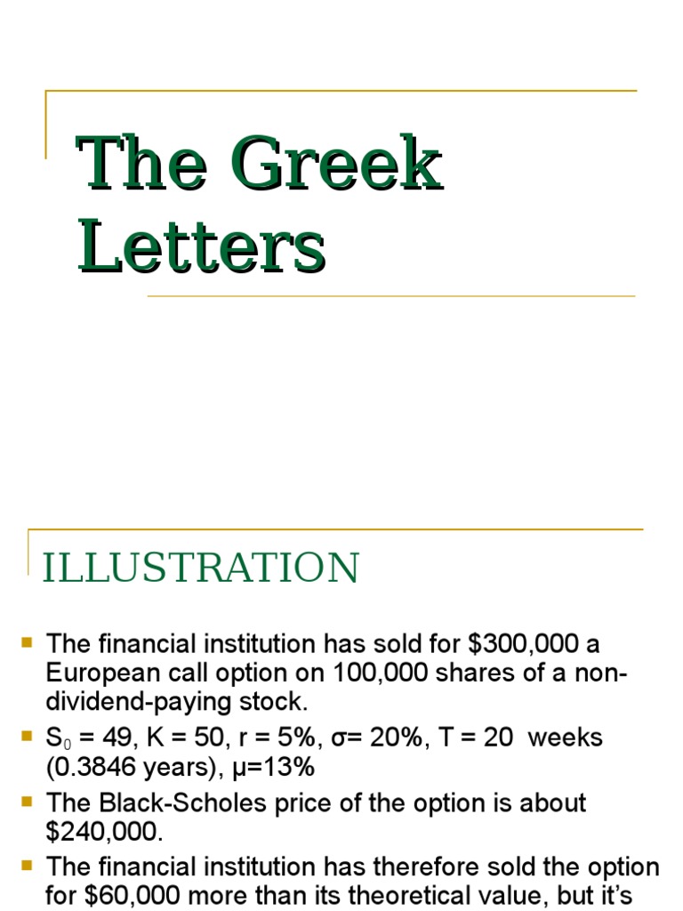 The Greek Letters | PDF | Greeks (Finance) | Futures Contract