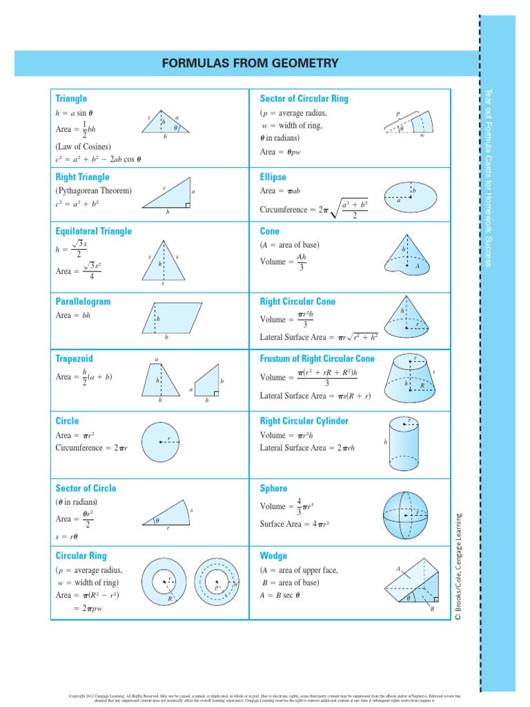 Formulas From Geometry: Triangle Sector of Circular Ring | PDF | Area ...