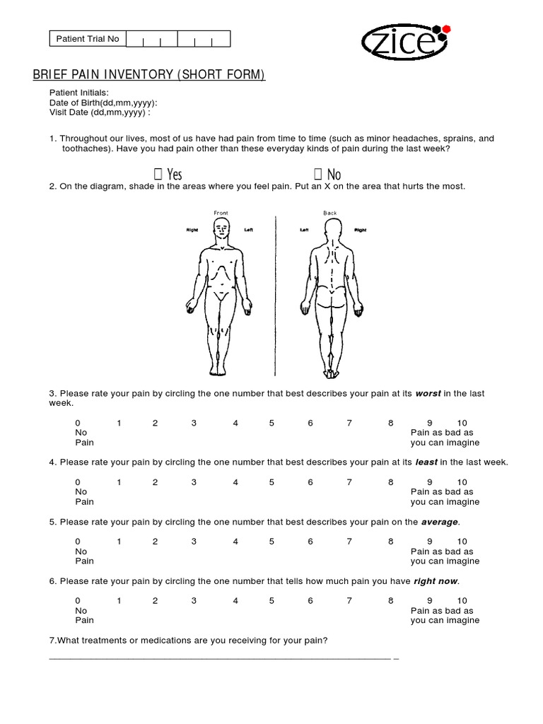Brief Pain Inventory | PDF | Pain | Health Care