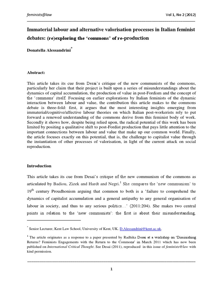 Immaterial Labour and Alternative Valori PDF | PDF | Value (Economics ...