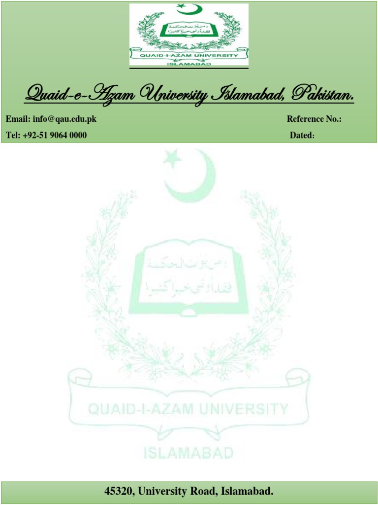Quaid-e-Azam University Contact Info | PDF