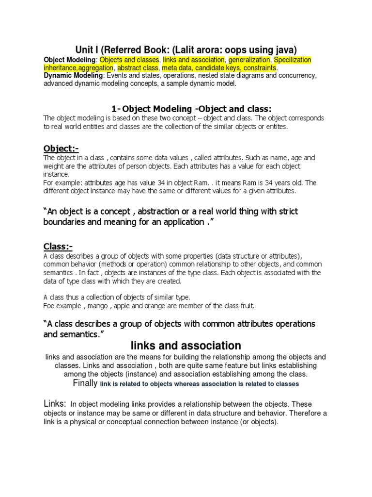 Object Modelling And Dynamic Modelling Unit 1 Pdf Inheritance Object Oriented Programming