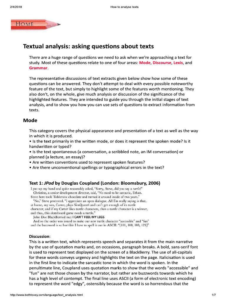 How To Analyse Texts Pdf