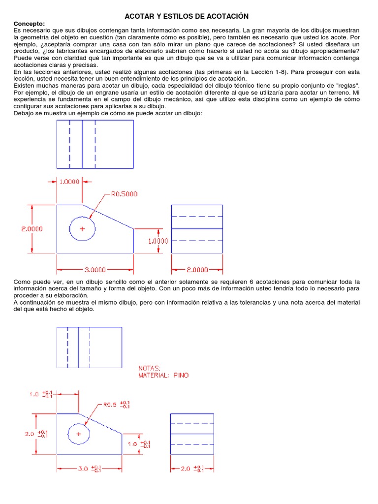Como Acotar y Estilos de Acotación | PDF | Dibujo | Dibujo técnico