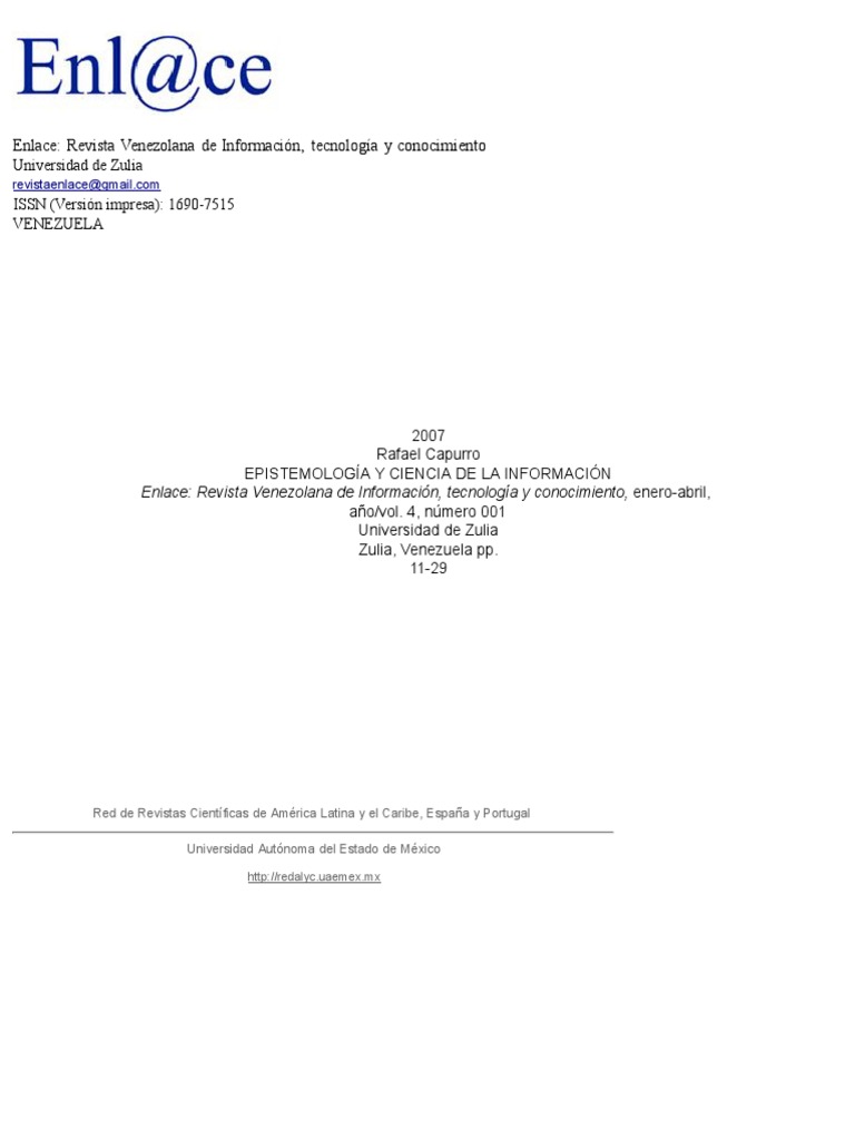 Epistemología y Ciencia de La Información Rafael Capurro | PDF ...