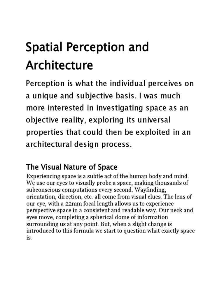 Understanding Spatial Perception in Architecture | PDF | Space | Perception