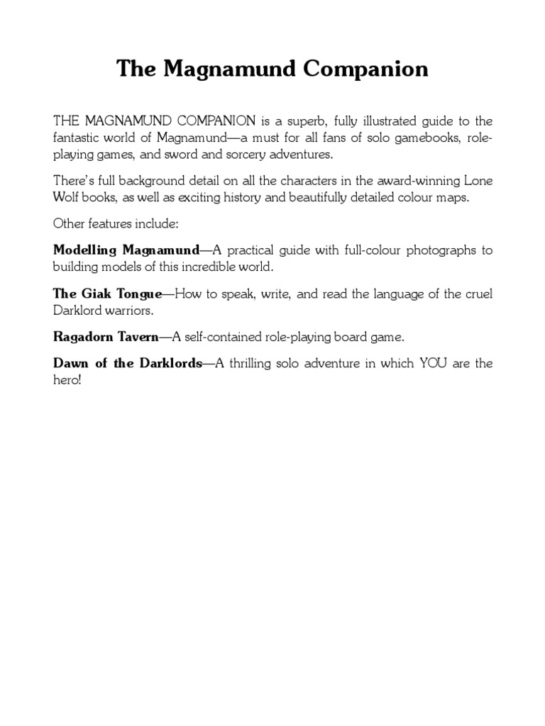 The Magnamund Companion | PDF | Books
