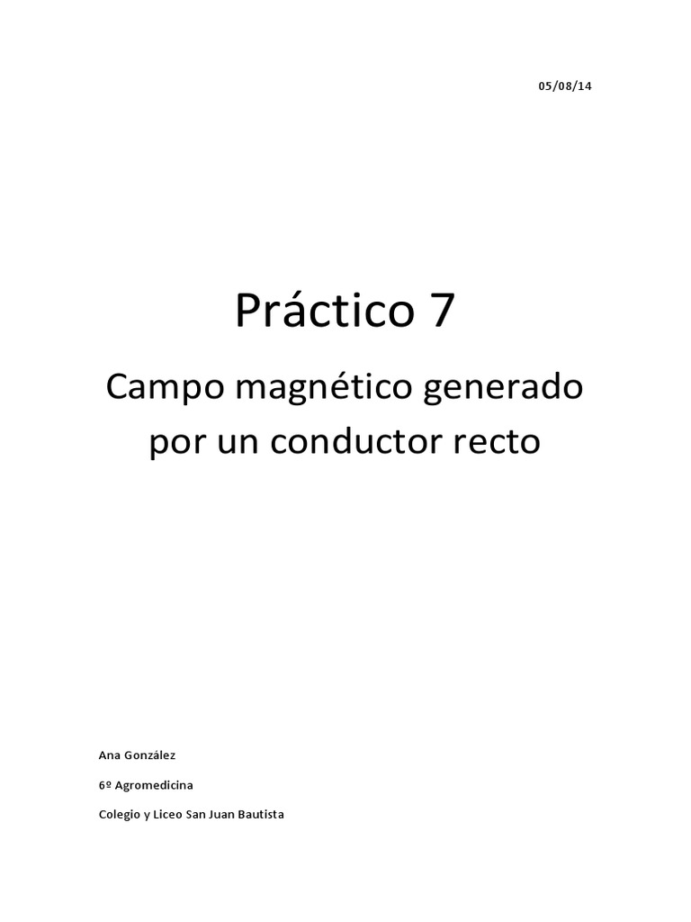 Practico Fisica Campo Magnetico Conductor Recto | PDF | Campo magnético ...