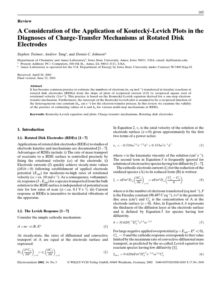 A Consideration of The Application of Koutecky-Levich Plots in The ...