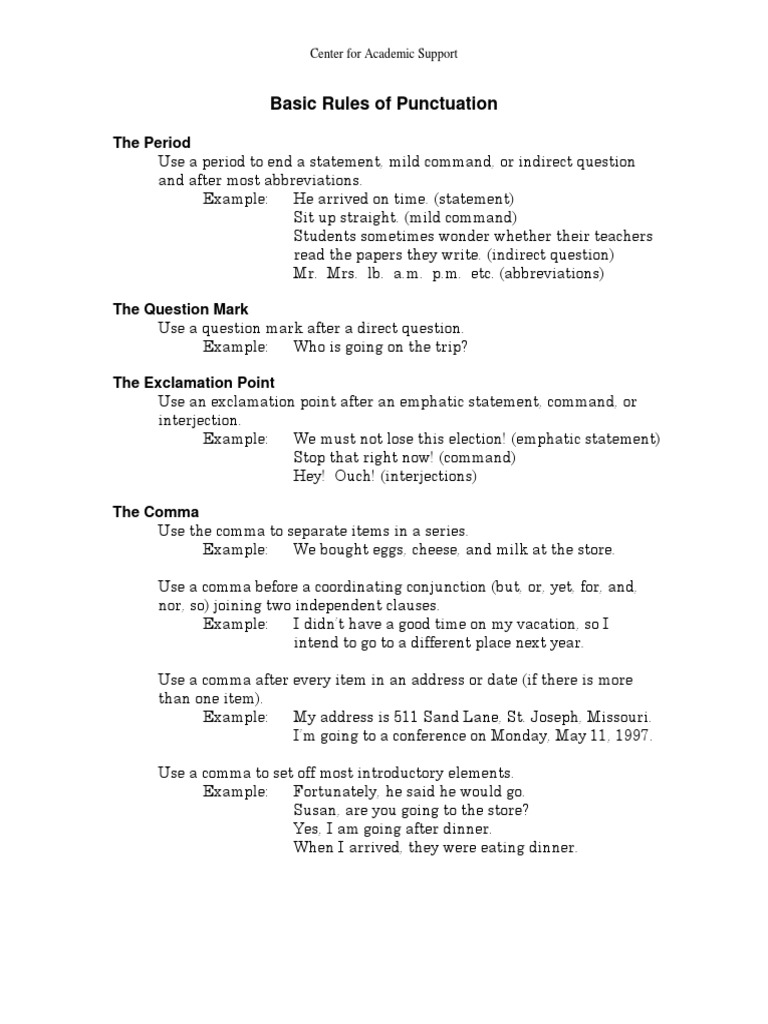 Basic Rules of Punctuation | PDF | Comma | Semiotics
